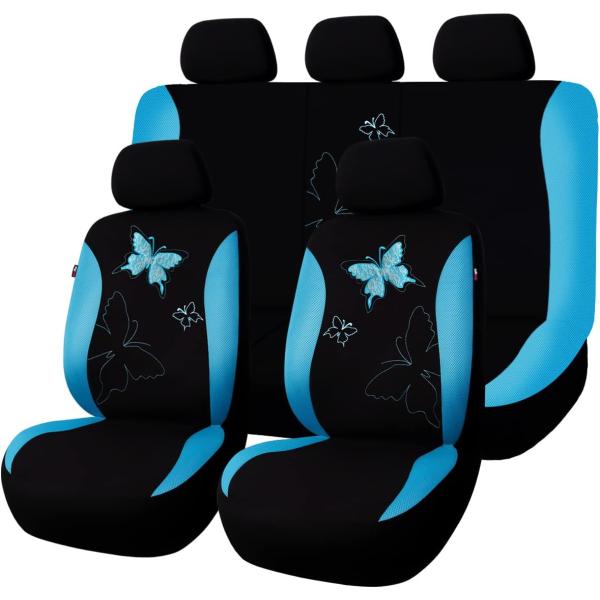 商品名Flying Banner Butterfly car seat Covers ful Set Fashion Universal Lady Woman Female Rear Bench Split Colorized (Mint ...