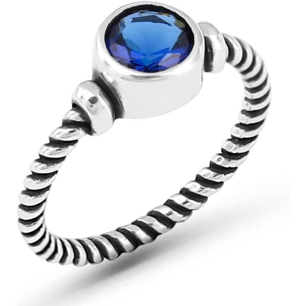 商品名ラウンドシェイプ ブリリアントカット 925スターリングシルバー 人工ブルーサファイア 9月の誕生石 ラグジュアリーステートメント プロミスリング レディース, 9, 金属 金属 ストーン, 人工サファイアLOMBARDY JEWEL...