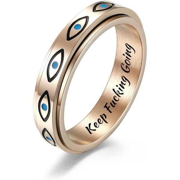 商品名SSZYU Eye of Horus Stainless Steel Inspirational Ring for Women Men-Keep Fucking Going Graduation Mantra Inspirationa...