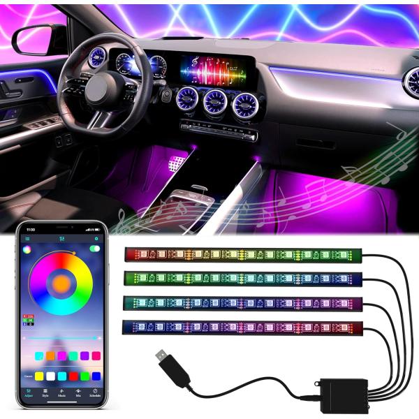 商品名Mega Racer LED車内ライト - 1600万以上のカスタムRGBカラー カーストリップライト 48個のLEDチップ マルチモード音楽同期アプリ制御 iPhone Android USB DC 12VMega Racer LE...