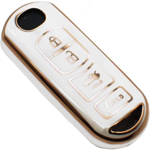 商品名FEYOUN キーフォブカバー マツダ 3 6 3 スポーツ CX-3 CX-5 CX-7 CX-9 MX-5 Miata トヨタ ヤリス iA Smart 4ボタン TPU リモートキーレスキーフォブケース 保護シェルアクセサリー ...