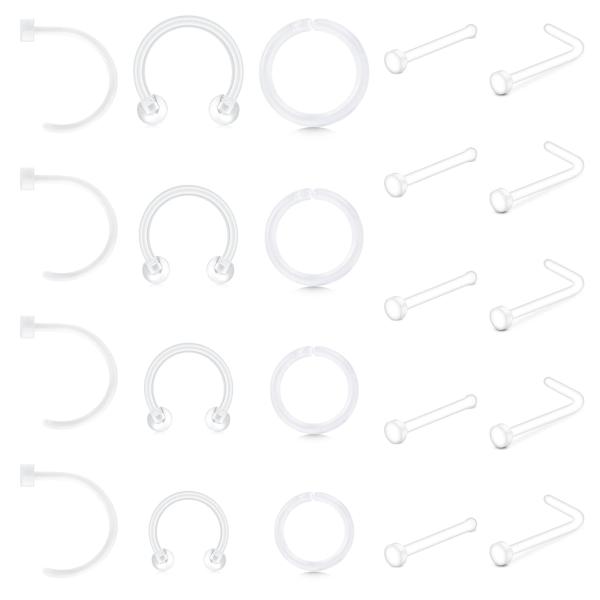 商品名:  TOKRING Clear Nose Studs Nose Rings for Work Septum Retainer for Surgery Plastic Piercing Jewelry for Women Menブラン...