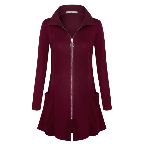 商品名:  Miusey Tunic Sweatshirts for Women Long Zip Up Hoodies Juniors Autumn Full Zip Sweaters Long Sleeve Tunic Coat Off...