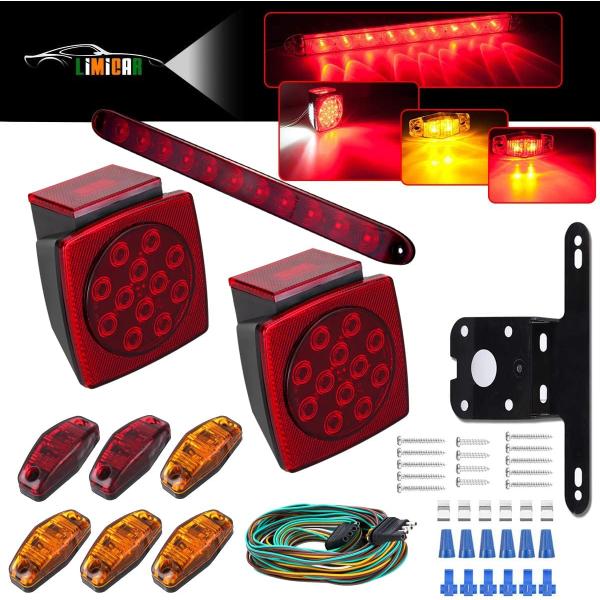 商品名LIMICAR LED Trailer Lights, LED Trailer Light Kit, Boat Trailer Submersible Lights, Red/Amber Trailer Marker Lights, ...