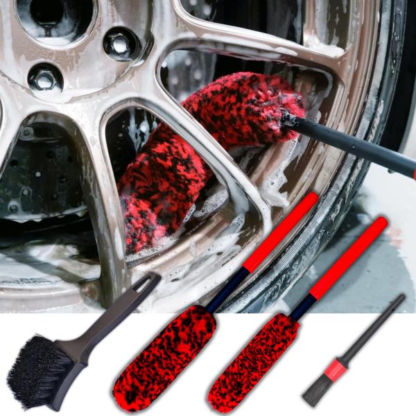 商品名AutimHoo hes for Cleaning Wheels (4 Pro Pack)- 2X Soft Wheel Cleaning Woolies Brush, Detailing Brush and Stiff Tire B...