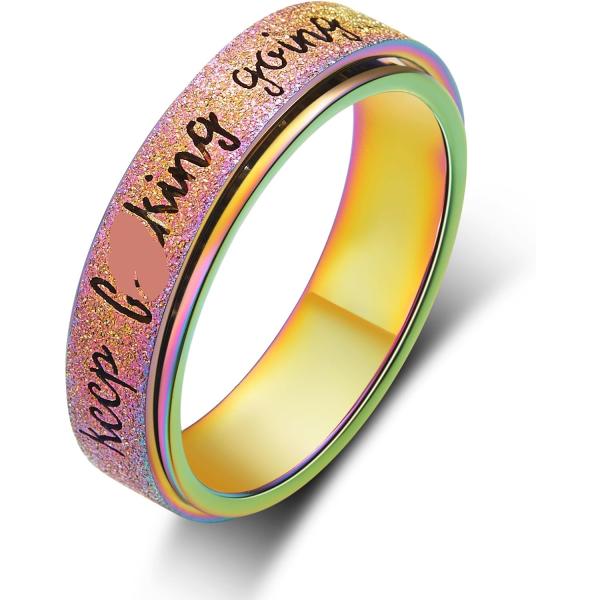 商品名LuckyAmor Fidget Rings Women for Anxiety Rings:Colorful Stainless Steel Rings for Men Spinner ring Personalized Inspi...
