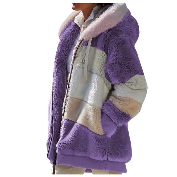 商品名:  ZEFOTIM Womens Plus Size Winter Coats,Fashion Splicing Plush Zipper Hooded Coat Loose Warm Long Sleeve Pockets Jac...