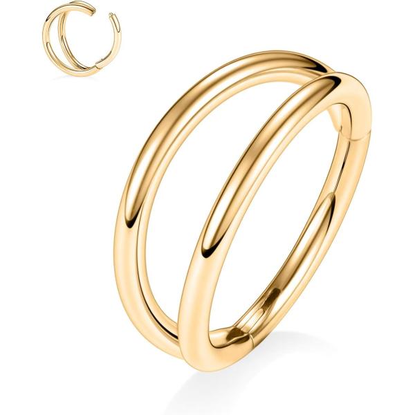 商品名FUNLMO 20G 18G 16G トリプル/ダブルフープ鼻セプタムリング 316L サージカルスチール コンク ダイス ヘリックス 鼻 ルーク トラガス ピアス ジュエリー リップリング レディース メンズ, 宝石なし。FUNLM...