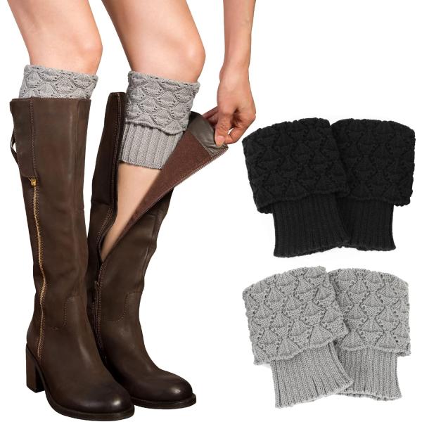 商品名PHOGARY 2 Pairs Winter Warm Boot Cuffs for Women, Crochet Knitted Boot Socks for Gilrs Short Leg Warmers Boot Topper ...