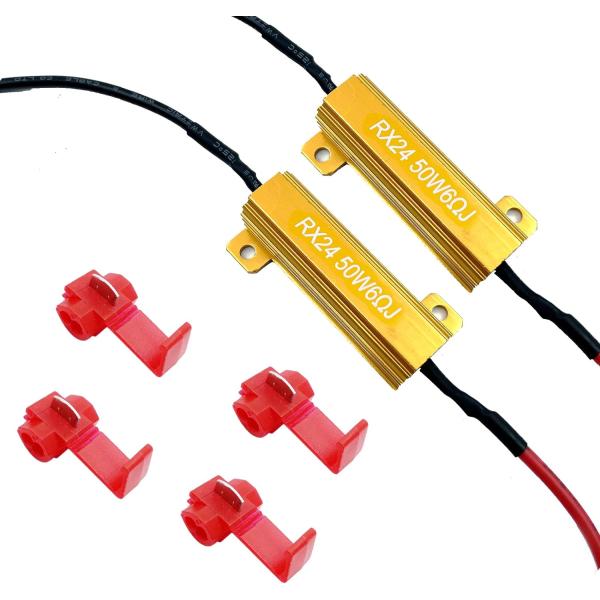 商品名2PCS 50W 6Ohm LED Load Resistors+4PCS T-clamp Quick wire Clip for Fix Bulb Hyper Flash Turn Signal Light Bulb Fast Bl...