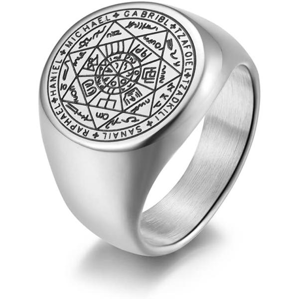 商品名メンズ ステンレススチールリング 七つの大天使たちのシール 守護 お守り シール ソロモン カバラ チャンキースター ファッション フィンガーバンド メンズ レディース ボーイズ 快適フィット ハイポリッシュ ギフト ボーイフレンド ...