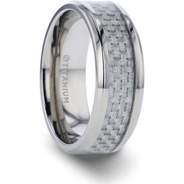 商品名Thorsten Tantalus | Titanium Rings for Men | Lightweight Titanium | Comfort Fit | Beveled Edge Titanium Ring with Whi...