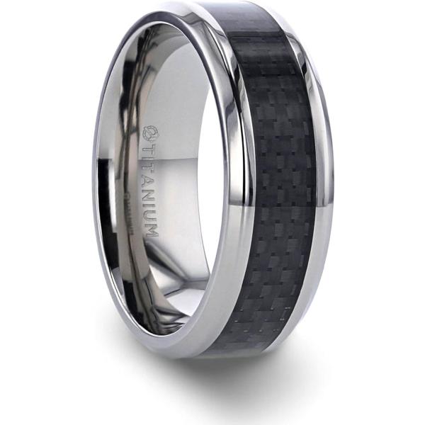 商品名Thorsten Colosseum | Titanium Rings for Men | Lightweight Titanium | Comfort Fit | Black Carbon Fiber Inlay Titanium ...