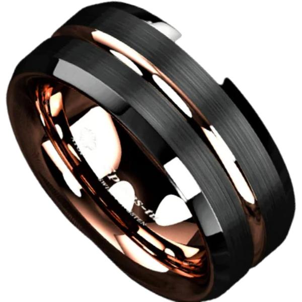 商品名Tungsten Carbide Wedding Band Ring for Men and Women Argolla de Matrimonio 8mm Black Brushed Rose Gold 11ブランド：Generic...