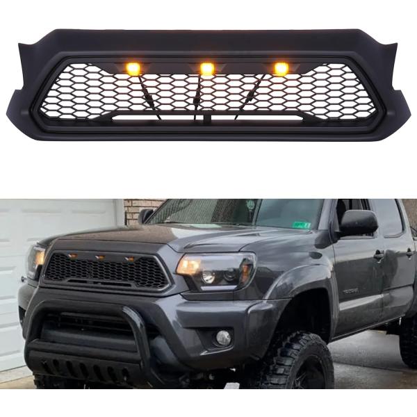 商品名KARPAL フロントアッパーメッシュグリル LEDグリル 2005-2011トヨタタコマ対応 ブラックKARPAL Front Upper Mesh Grille LED Grill Compatible with 2005-201...