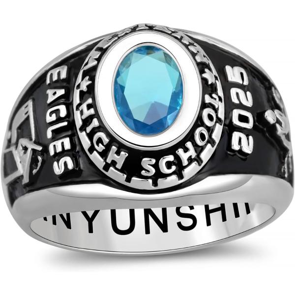 商品名Ccjcinata Fully Personalized Customized class rings Sterling Silver Women's High School Class Rings and College Class...