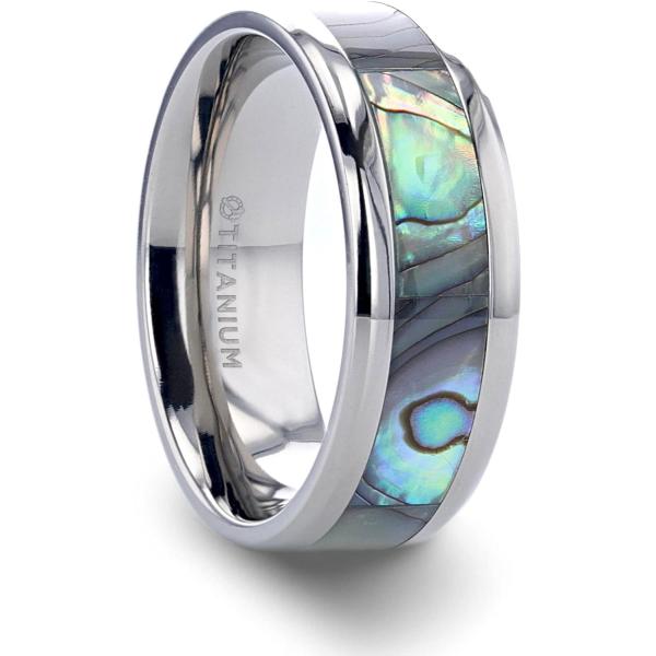 商品名Thorsten Kaui | Titanium Rings for Men | Lightweight Titanium | Comfort Fit | Titanium Polished Finish Mother of Pear...