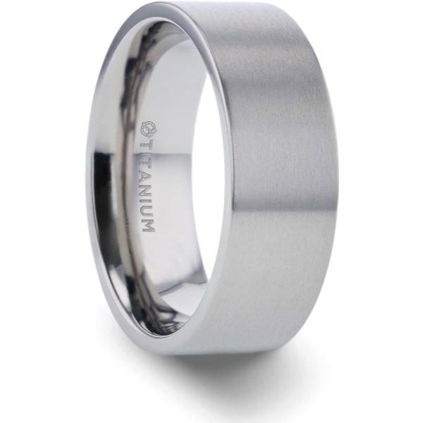 商品名Thorsten Solar | Titanium Rings for Men | Lightweight Titanium | Comfort Fit | Flat Profile Brushed Finish Titanium W...