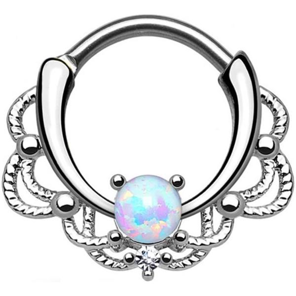商品名Septum Ring for Women, Nose Piercings Hypoallergenic Silver5 Titanium Opal 1.2MM for Women Man Jewelry Giftsブランド：Wyci...