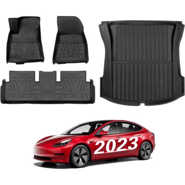 商品名BASENOR モデル3 フロアマット トランクフロアマット インテリアアクセサリーBASENOR 2023 2022 2021 Tesla Model 3 Floor Mats TPE All-Weather Floor Liner...