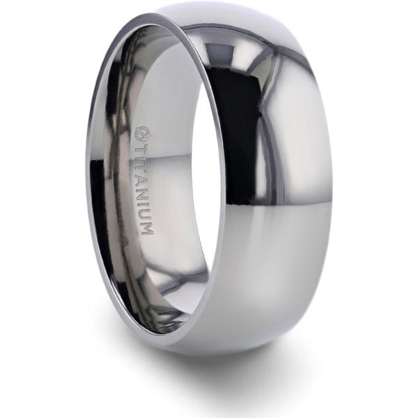 商品名Thorsten Peterson | Titanium Rings for Men | Lightweight Titanium | Comfort Fit | Domed Polished Finish Titanium Men’...