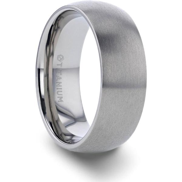 商品名Thorsten Eris | Titanium Rings for Men | Lightweight Titanium | Comfort Fit | Titanium Brushed Finish Domed Wedding B...