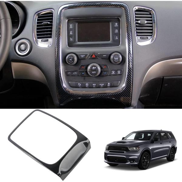 商品名Tesmirror Interior GPS Navigation Panel Frame Cover Trim for Dodge Durango Accessories 2014-2020 Carbon Fiber Easy to...