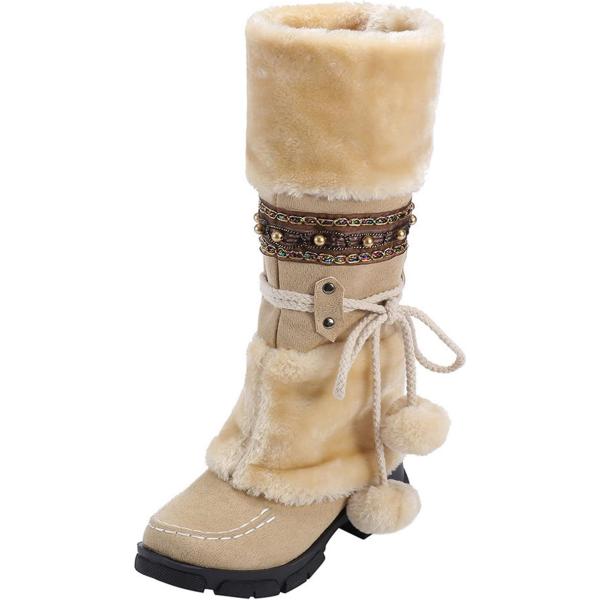 商品名White Booties Heels for Women, Over The Knee Boots for Women Women Heels Dressy Boots Wide Width Shoes Orthopedic Sne...