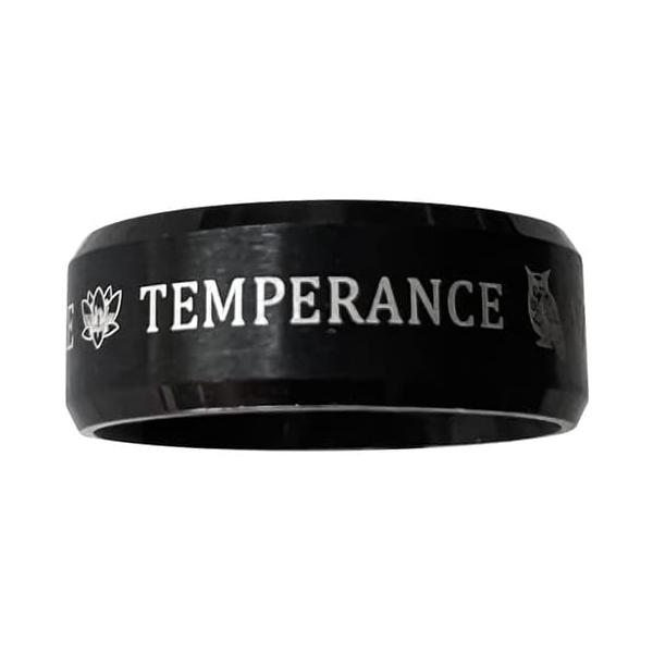 商品名STOIC STORE UK ストイシズムの4つの大聖なる美徳 テキストリング - ストイックの美徳 ステンレススチールリング ラップされたテキスト入り - メンズリング 女性 日常のストイック練習のための宗教的美徳 - 知恵 勇気 ...