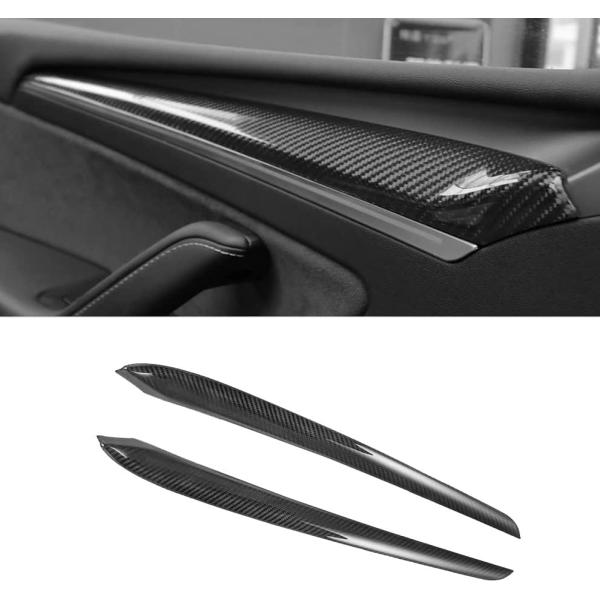 商品名PESLIVE EVbase Tesla Carbon Fiber Armrest Front Door Trim Panel Caps Fiber Interior Decoration Cover Cap Compatible T...