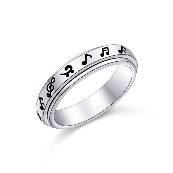 商品名: スピナーリング 不安解消 925スターリングシルバー 音符 ストレス解消リング ジュエリー ギフト 女性 女の子 ミュージシャン サイズ6-9, 貴金属, キュービックジルコニア Yearace Spinner Rings for...
