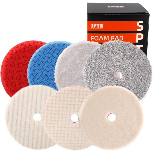 商品名Buffing Polishing Pads, SPTA 7Pc 6.5 Inch Face for 6Inch 150mm Backing Plate Compound Buffing Sponge Pads Cutting Pol...