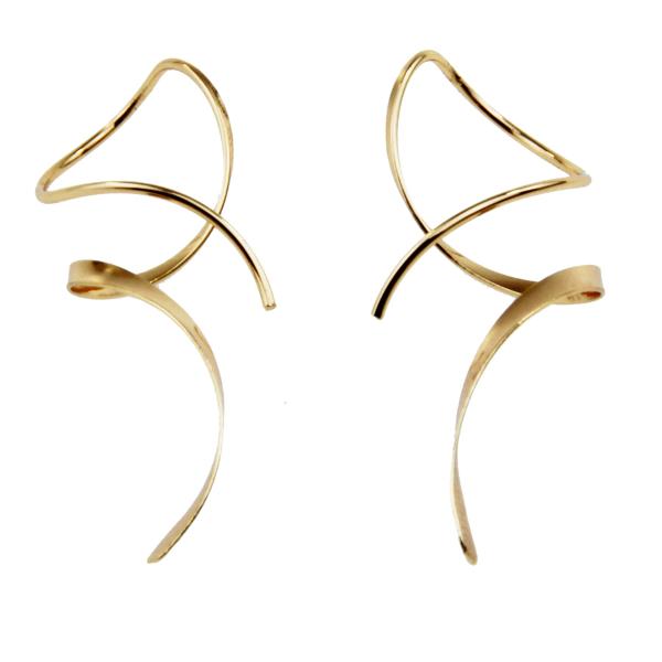 商品名:  Earrings for Women Spiral threader earrings 14K gold earrings hand bent dangle earrings for women，suitable for gif...