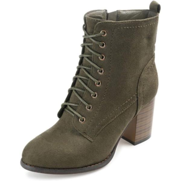 商品名Journee Collection レディース ミディアム&amp;ワイド幅 ベイラーブーティー, オリーブ, 9Journee Collection Women's Baylor Lace Up Bootie with Stack...
