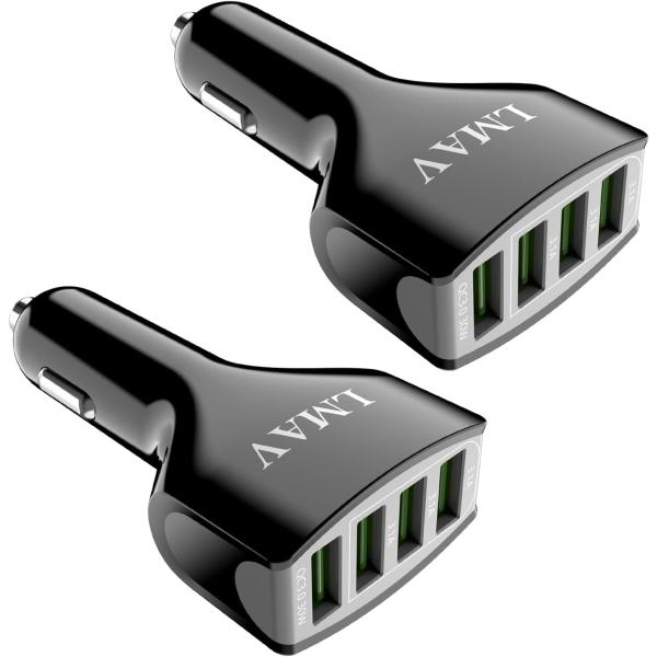 商品名車用充電器アダプター [2個パック] USBポート マルチカーチャージャー QC 3.0高速車載充電器 iPhone 14 Pro Max 13 12 11 iPad Pro Samsung S22 Note 20対応 ブラックCar...