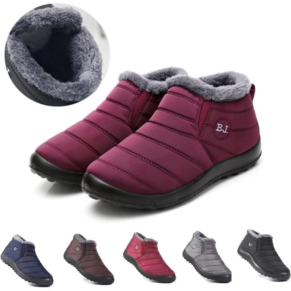 商品名Boojoy Winter Boots, Winter Warm Non-Slip Ankle Boots, Fur Lined Thickened Non-Slip Winter Shoes for Men and Women (9...