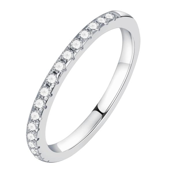 商品名: 1.8mm モアッサナイト 結婚指輪 女性用 Dカラー VVS1 クラリティ 人工ダイヤモンド ハーフエタニティ 重ね付け可能 婚約指輪 18K ホワイトゴールド Vermeil S925 スターリングシルバー モアッサナイトリン...