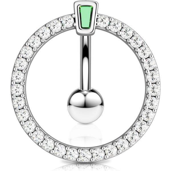 商品名OUFER 円形の逆へそリング 14G クリア CZ ベリーリング 316L ステンレススチール へそピアスジュエリー カーブしたバーベルベリーピアスジュエリー レディース メンズ, 金属, キュービックジルコニアOUFER Circ...