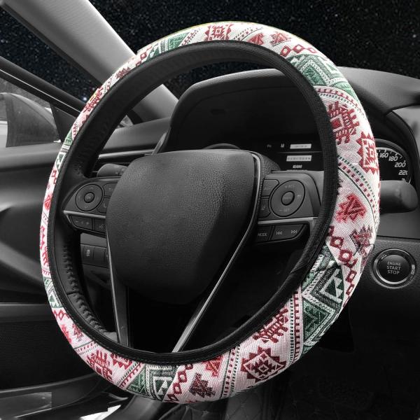 商品名Car Steering Wheel Cover, Ethnic Flax Cloth Universal Anti-Slip Steering Wheel Cover, 15 inch Boho Steering Wheel Cov...