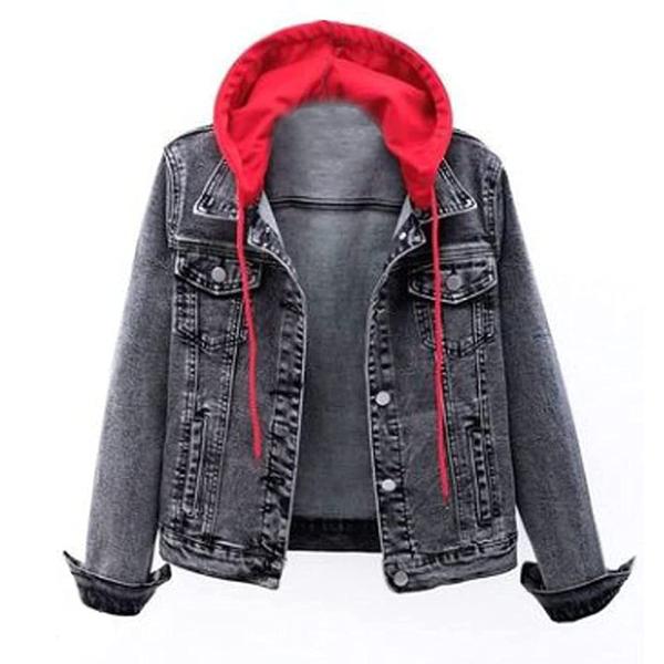 商品名:  Masbird Denim Jacket Fall Winter Womens Jacket with Hood Oversized Hoodie Long Sleeve Fleece Lined Jean Trucker Ja...