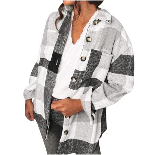 商品名:  Womens Fall Casual Plaid Jacket Flannel Shacket Long Sleeve Turndown Collar Button Up Shirts 2022 Fashion Coat Clo...
