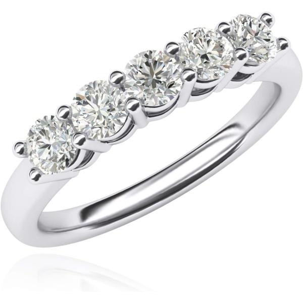 商品名LANDA JEWEL ソリッドスターリングシルバー エターナルファイブストーン アニバーサリーリング イミテーションブリリアントダイヤモンド エタニティリング 1.25カラット 女性用, スターリングシルバー ジェムストーン スター...