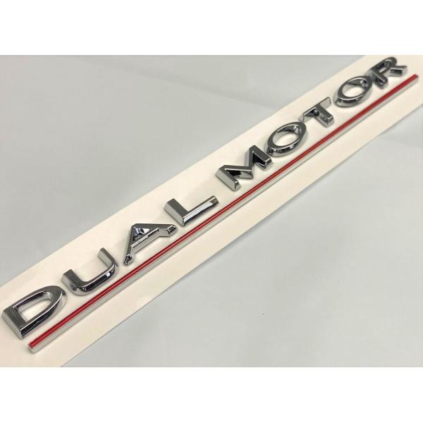 商品名1Pc Dual Motor Emblem Underlined Letters 3D Badge Car Rear Trunk Performance Sticker Decal for Mo-del 3 S X Y (Chrome...