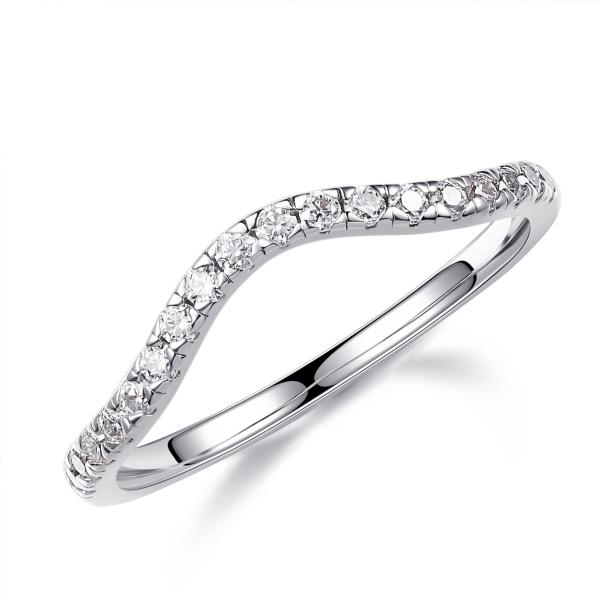 商品名: 1.8mm モアッサナイト カーブ 結婚指輪 女性用 D カラー VVS1 クラリティ ラウンドカット 人工ダイヤモンド ハーフエタニティリング 18K ホワイト イエロー ローズゴールド バーメイユ モアッサナイト 輪郭 重ね付...