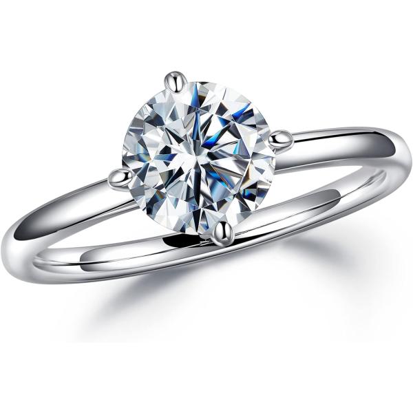 商品名1.5カラット モアッサナイト 婚約指輪 女性用 D カラー VVS1 クラリティ 人工ダイヤモンド リング 14K ホワイトゴールド バーメイユ ソリッド S925 スターリングシルバー コンパスセッティング モアッサナイト ノース...