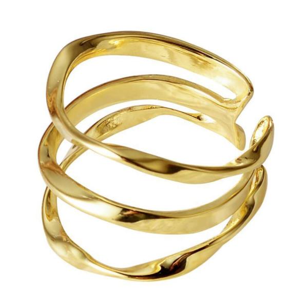 商品名: レディース オープンジオメトリーリング 調整可能 14K イエローゴールド ツイスト スパイラル 親指 人差し指リング ジュエリー レディース ガールズ, ゴールド, 宝石なし THJEW Womens Open Three 3 ...