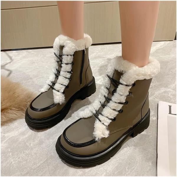 商品名Women Boots Warm Ankle Boots Ladies Cute Short Boots for Women Straps Female Shoes Round Toe Shoes Woman (Color : Gra...
