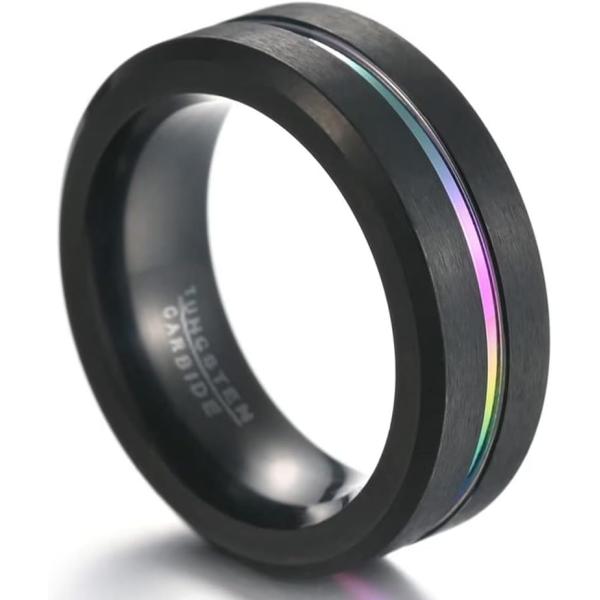 商品名LWJYX 8mm Black Tungsten Cabide Ring for Men Colorful Grooves Brushed Matte Finished Wedding Band Beveled Edge Comfor...