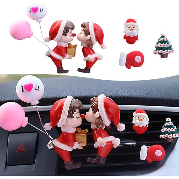 商品名jeseny 1 Set Car Christmas Air Fresheners Vent Clip, Personalized Balloon Couple Ornaments, Cute Santa Claus Car Inte...