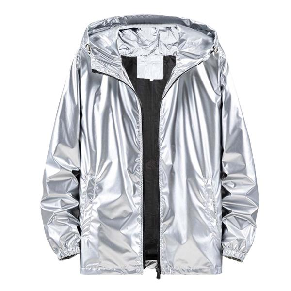 商品名:  Men's Reflective Trench Jacket Windbreaker Jackets with Hood Lightweight Loose Fit Long Rain Coats Outdoor Jackets...